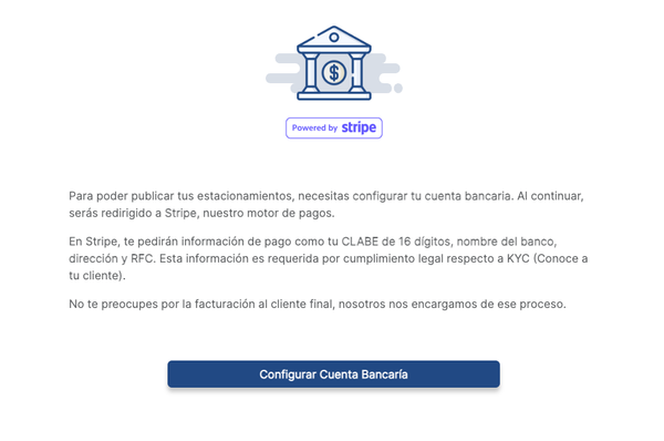 Stripe en Parkeo: Proceso de registro y términos de uso